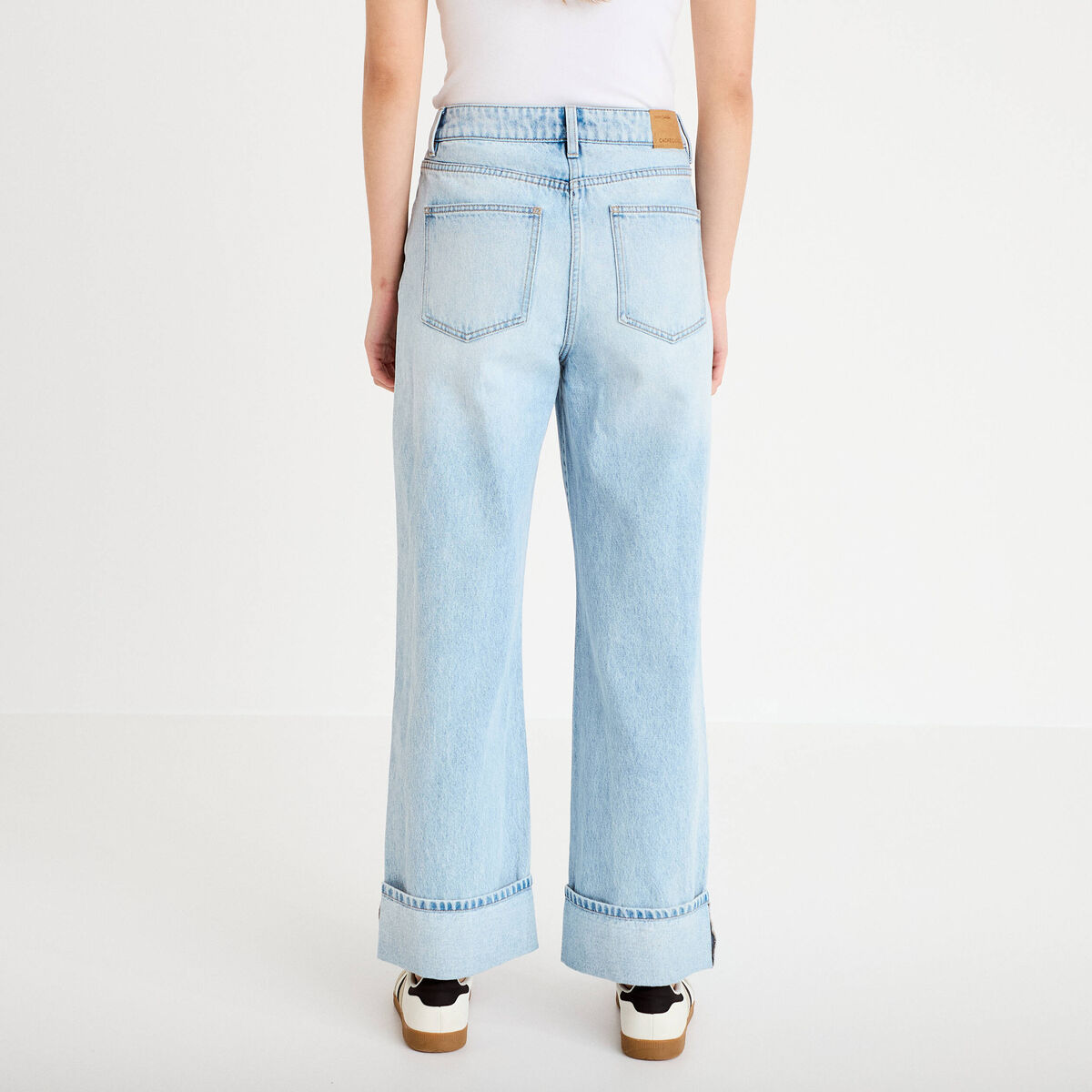 Jeans droit à revers denim triple stone femme | Cache Cache
