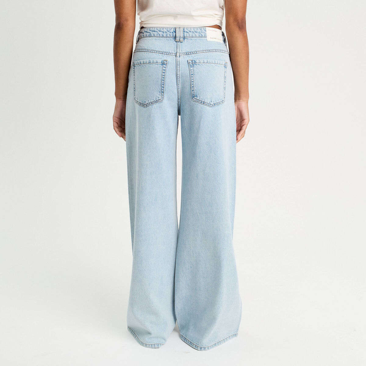 Jeans wide leg ultra large denim bleach femme | Cache Cache