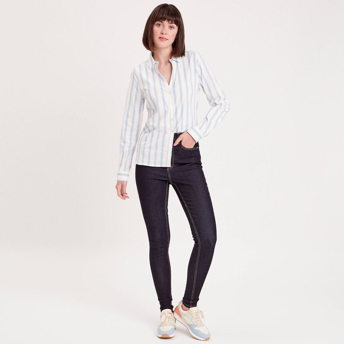 Jeans skinny taille élastiquée denim brut femme | Cache Cache
