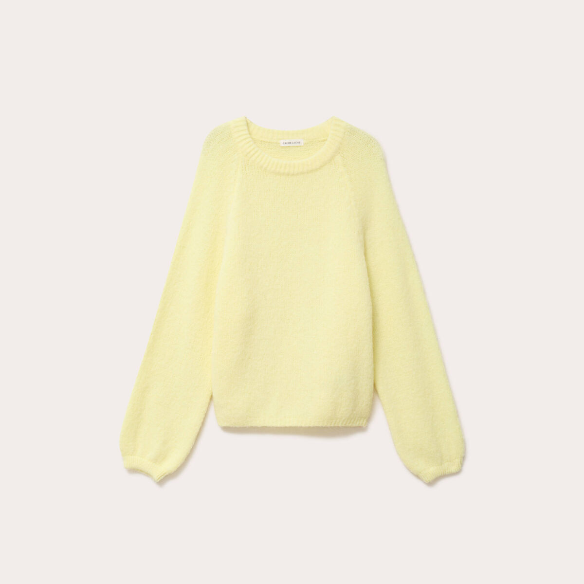 Pull ample col rond manches longues jaune clair femme | Cache Cache