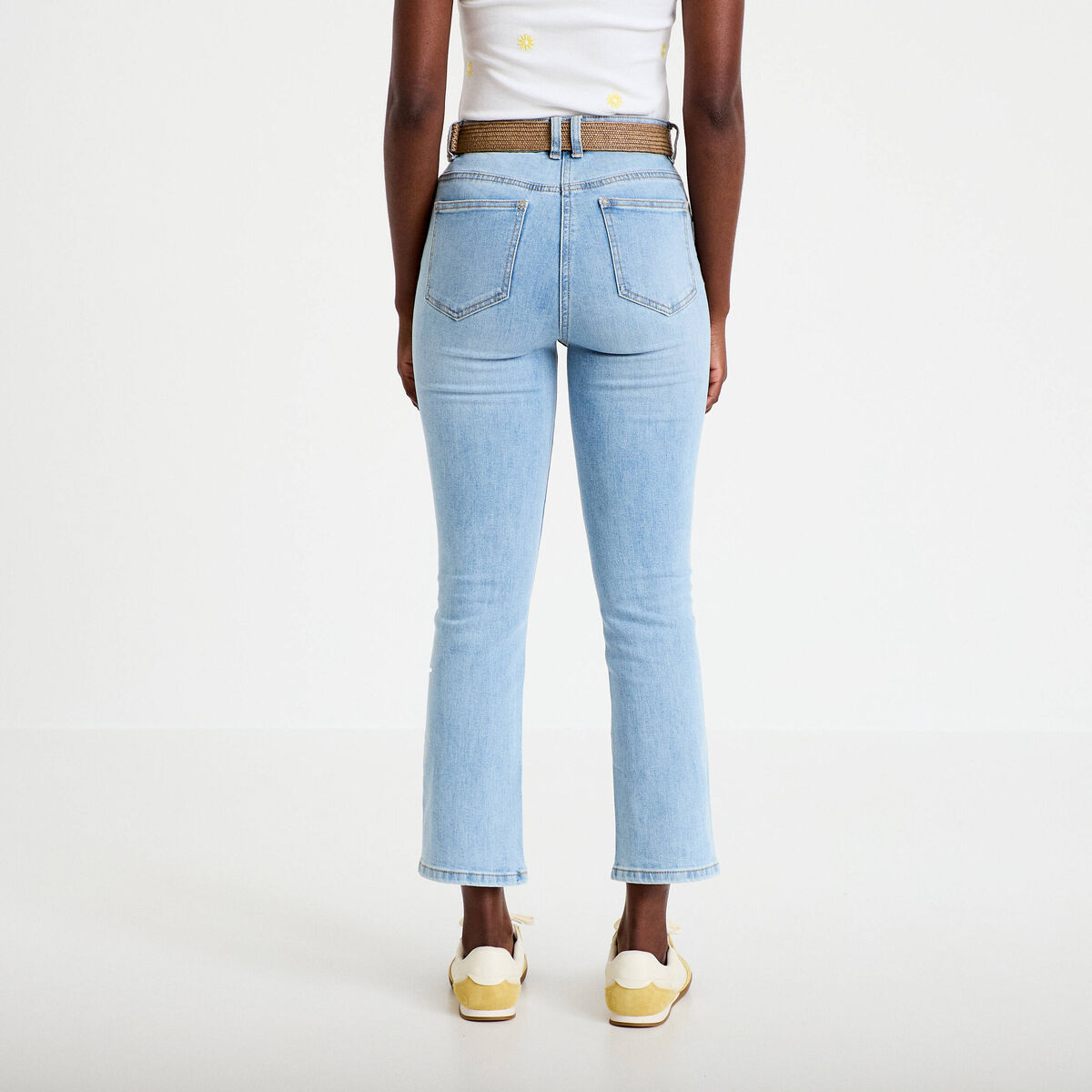 Jean bootcut cropped taille haute denim triple stone femme | Cache Cache