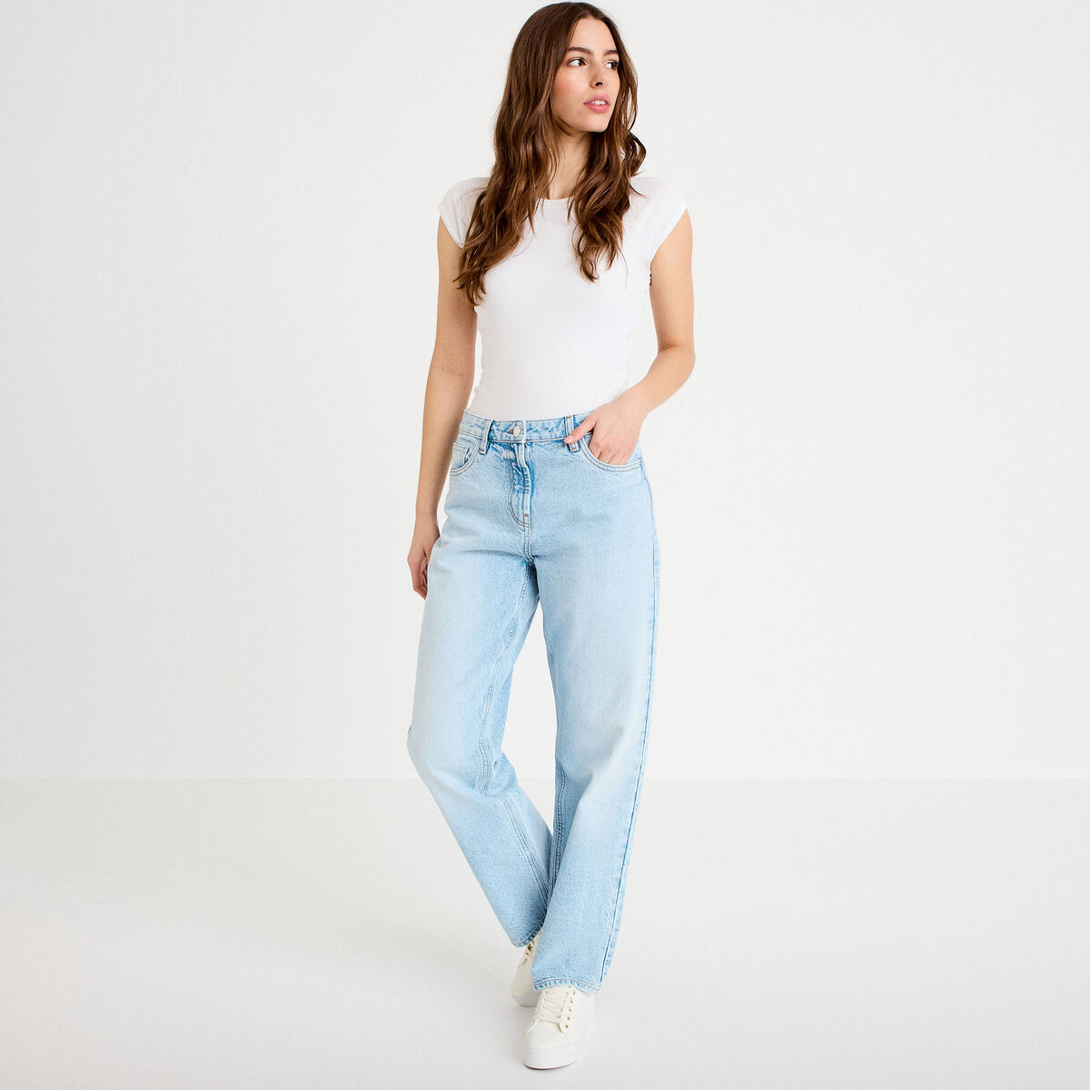 Jeans droit 5 poches denim triple stone femme | Cache Cache