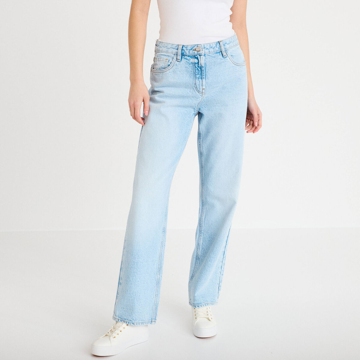 Jeans droit 5 poches denim triple stone femme | Cache Cache