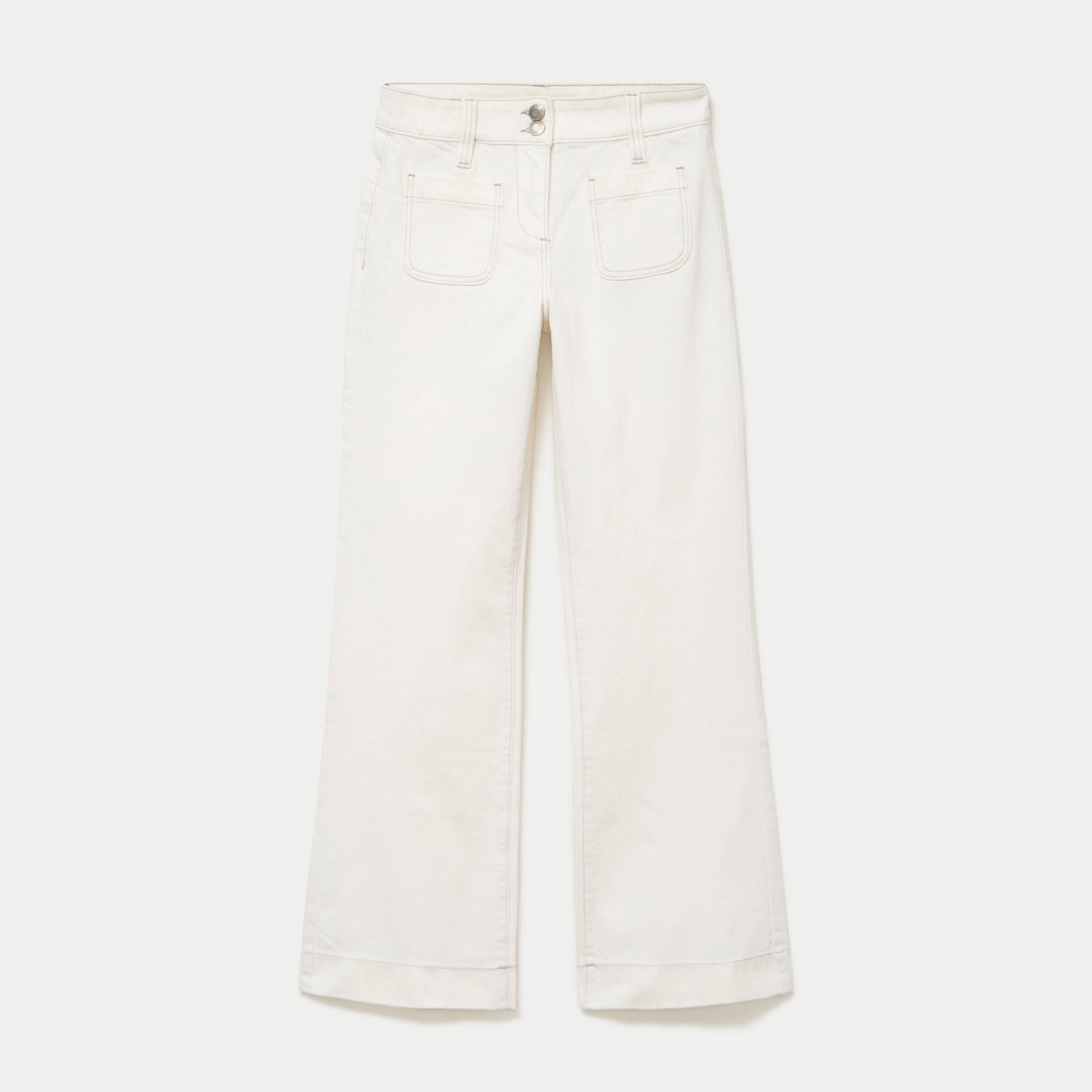 Jean bootcut taille haute denim blanc femme | Cache Cache