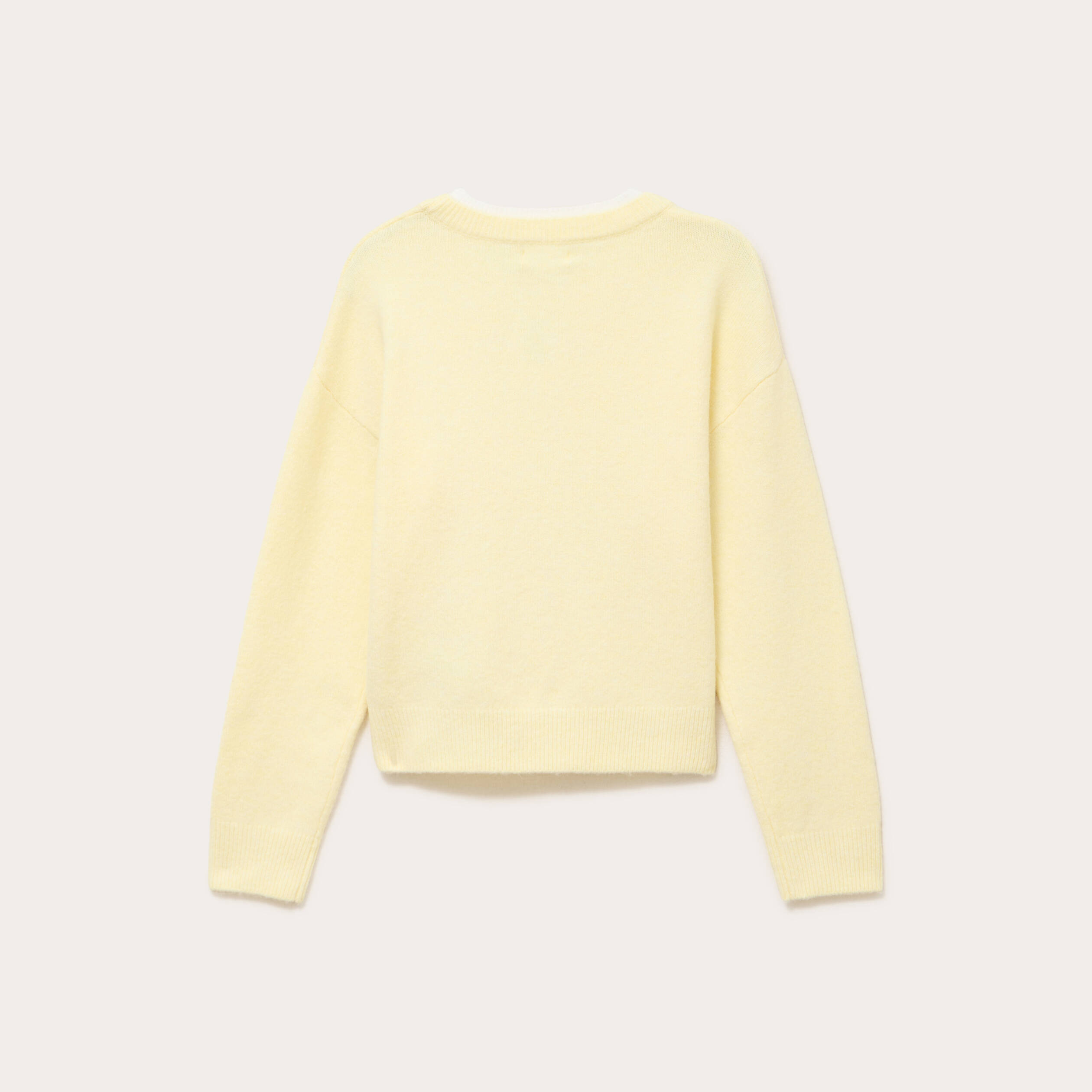 Pull col rond manches longues jaune clair femme | Cache Cache