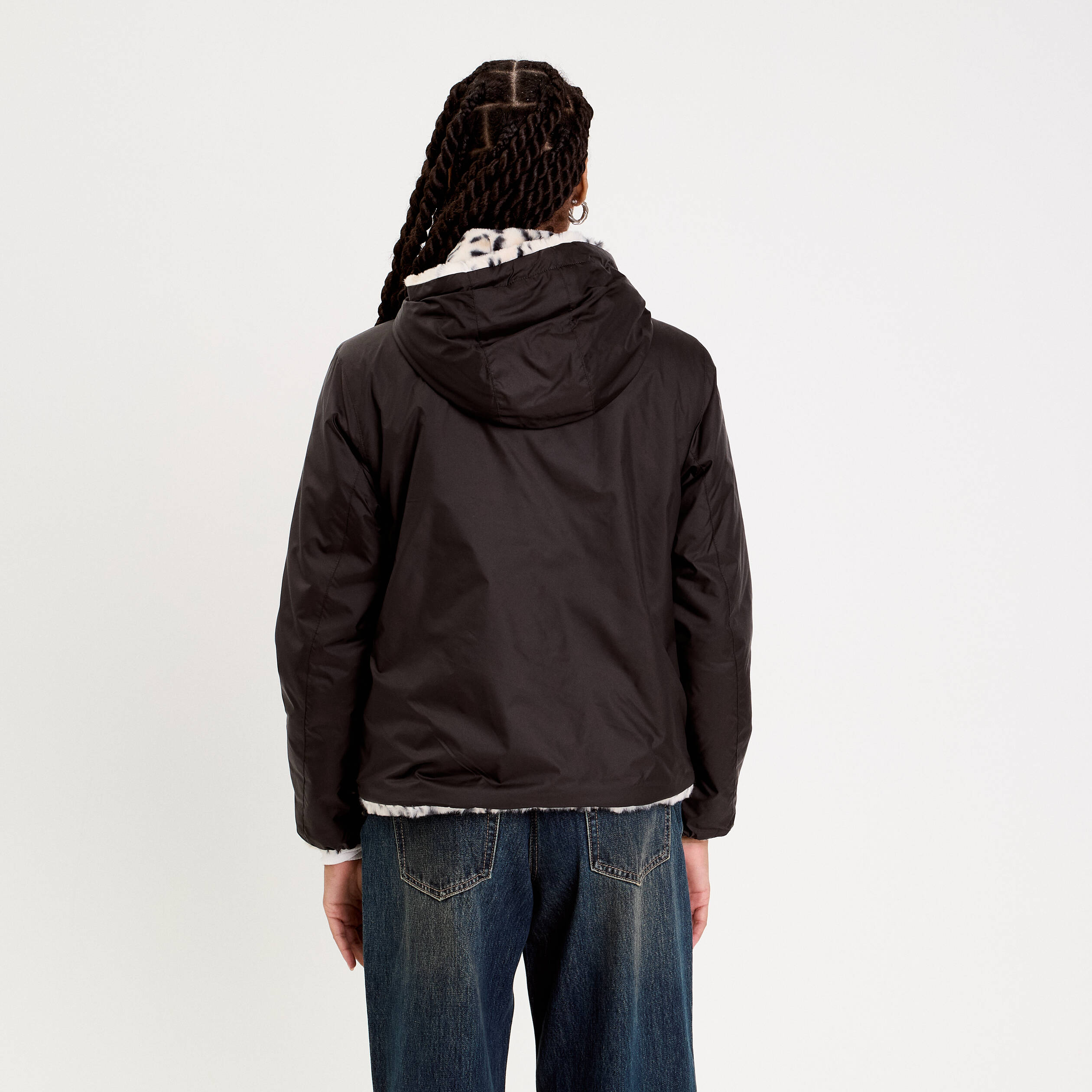 Parka réversible courte à capuche noir femme | Cache Cache