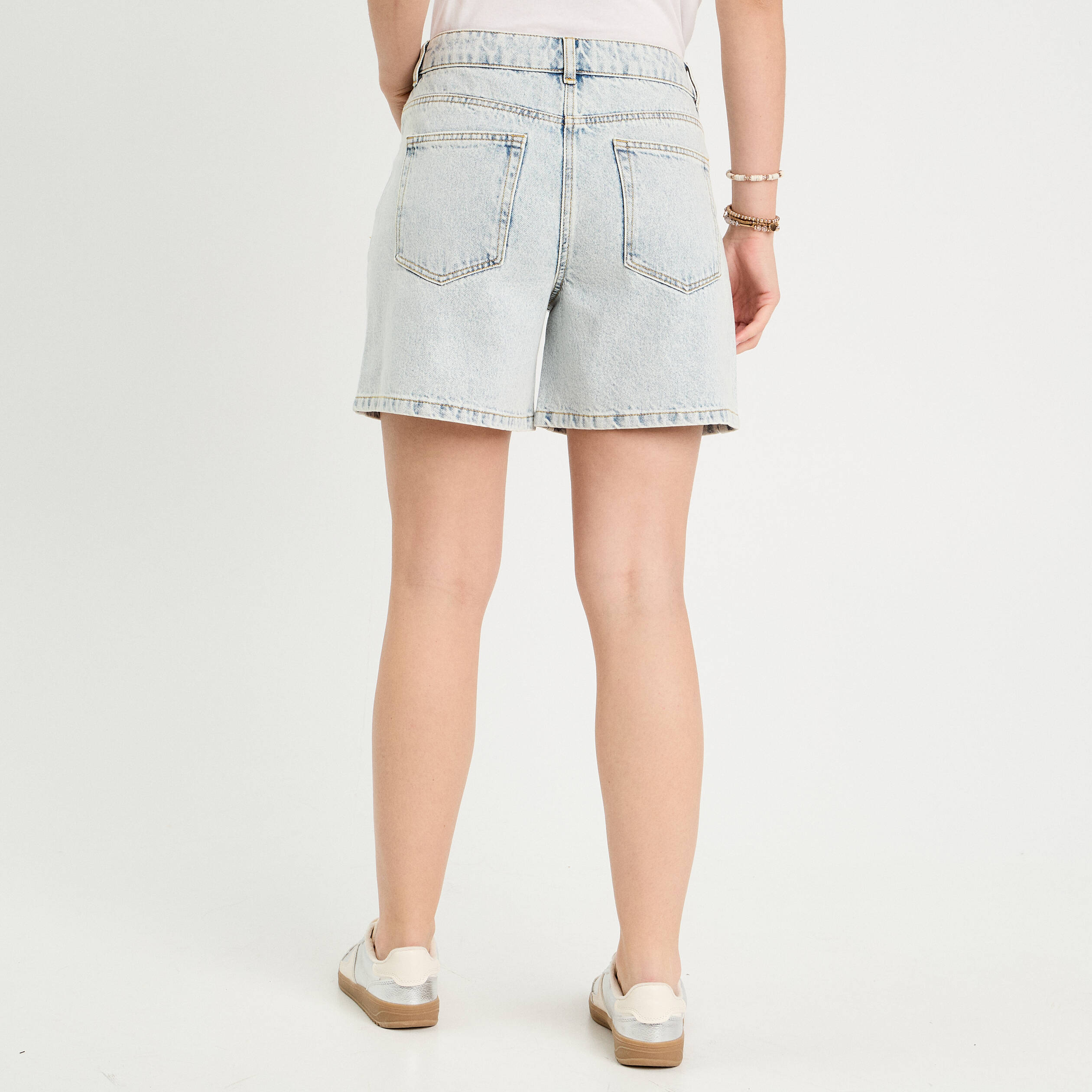 Short large en jean denim bleach femme | Cache Cache