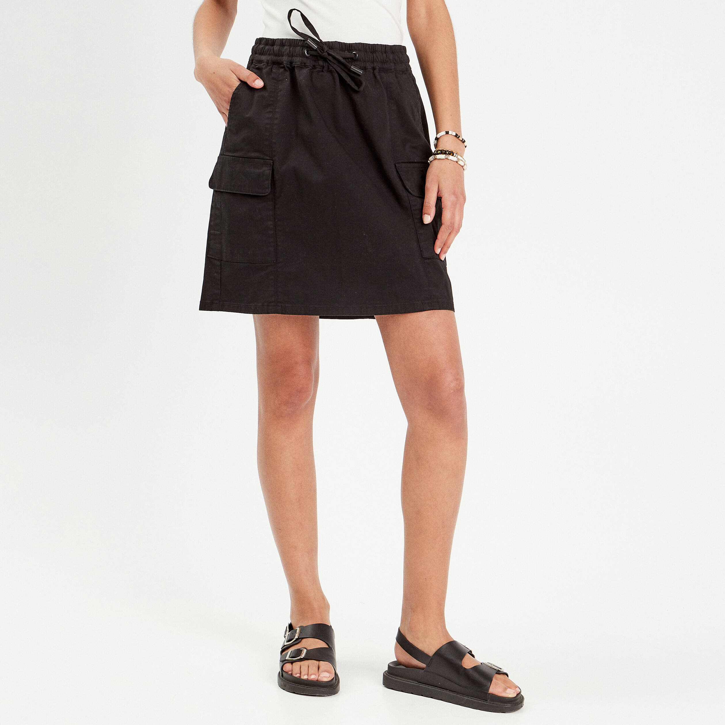 Jupe cargo taille à coulisse noir femme | Cache Cache