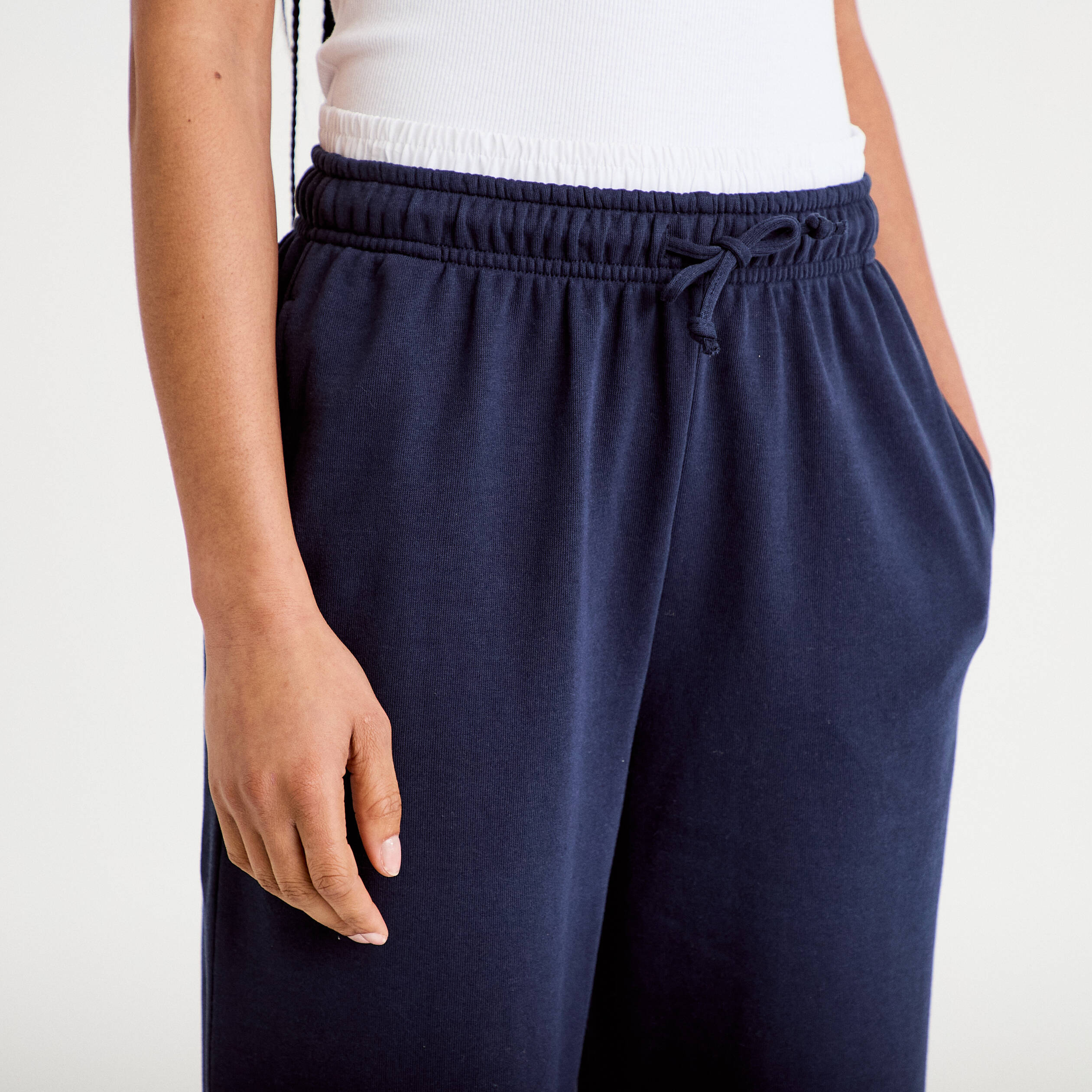 Pantalon large style jogging bleu marine femme | Cache Cache