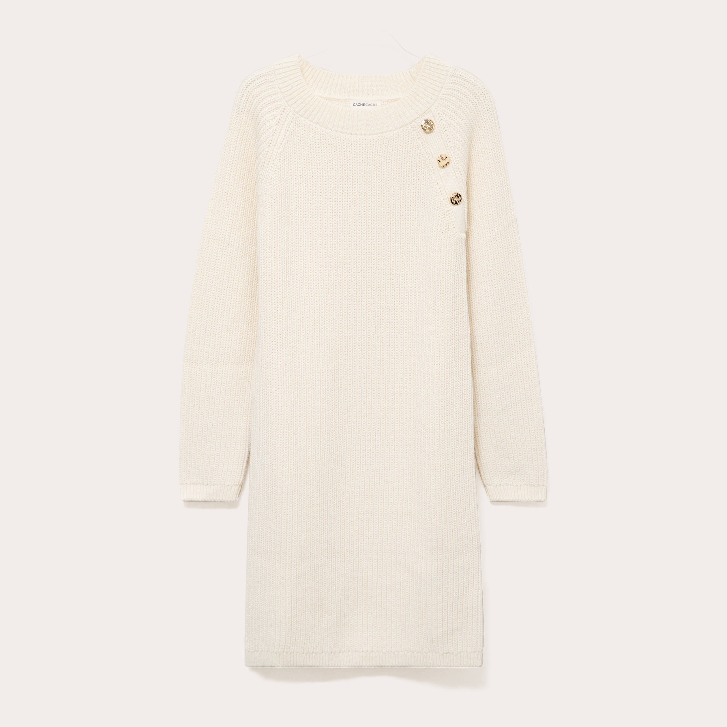 Robe pull détails de boutons ecru femme | Cache Cache
