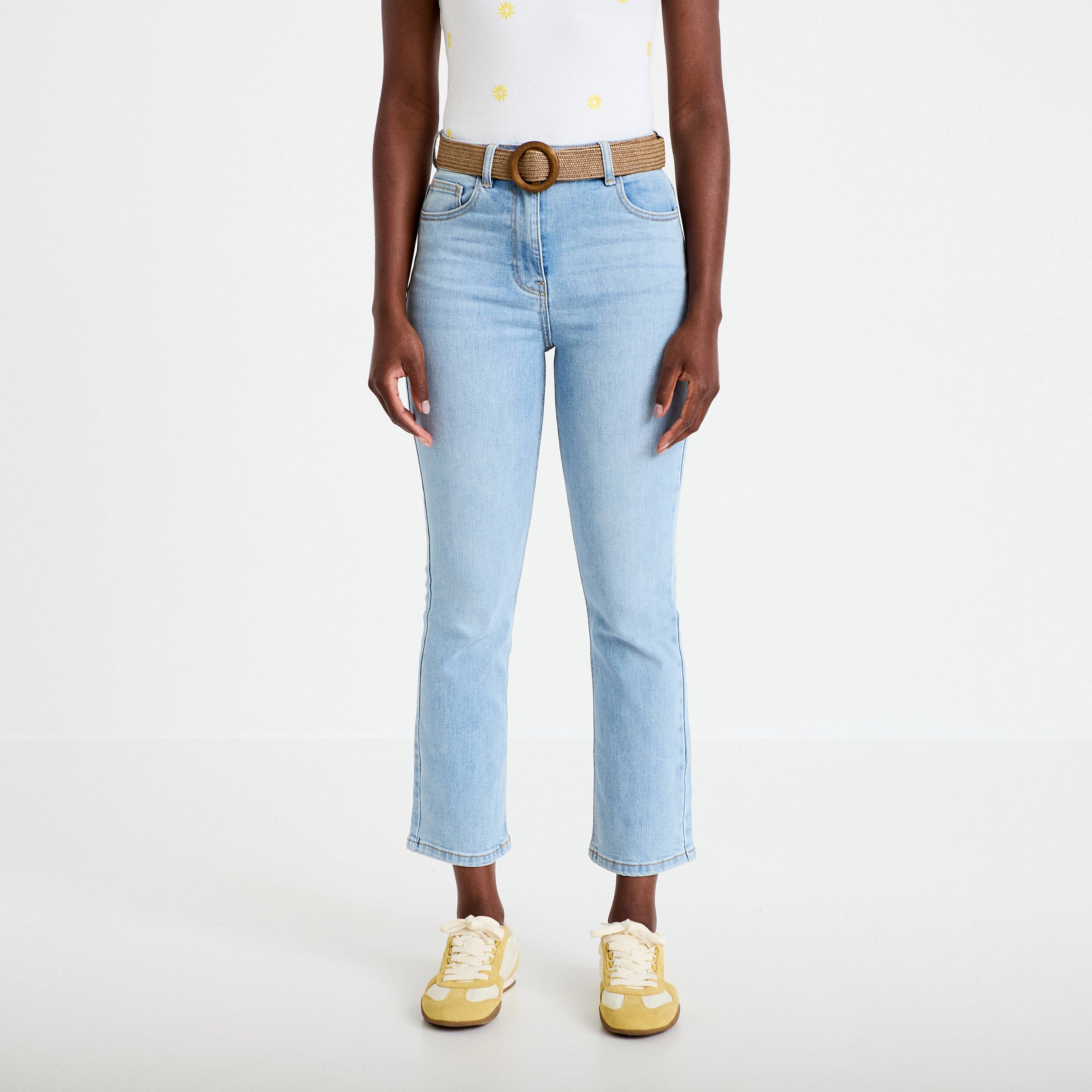 Jean bootcut cropped taille haute denim triple stone femme | Cache Cache
