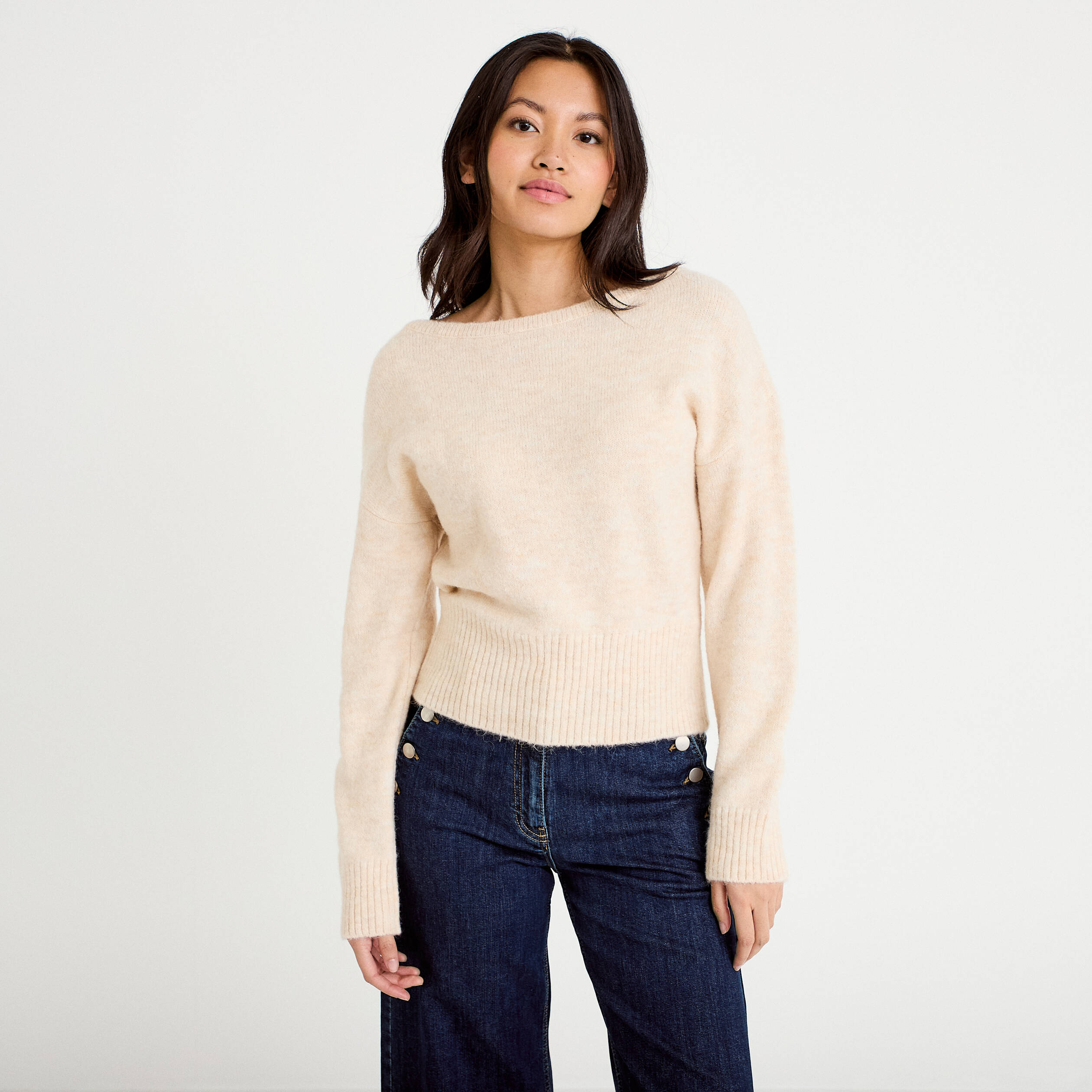 Pull col bateau beige femme | Cache Cache