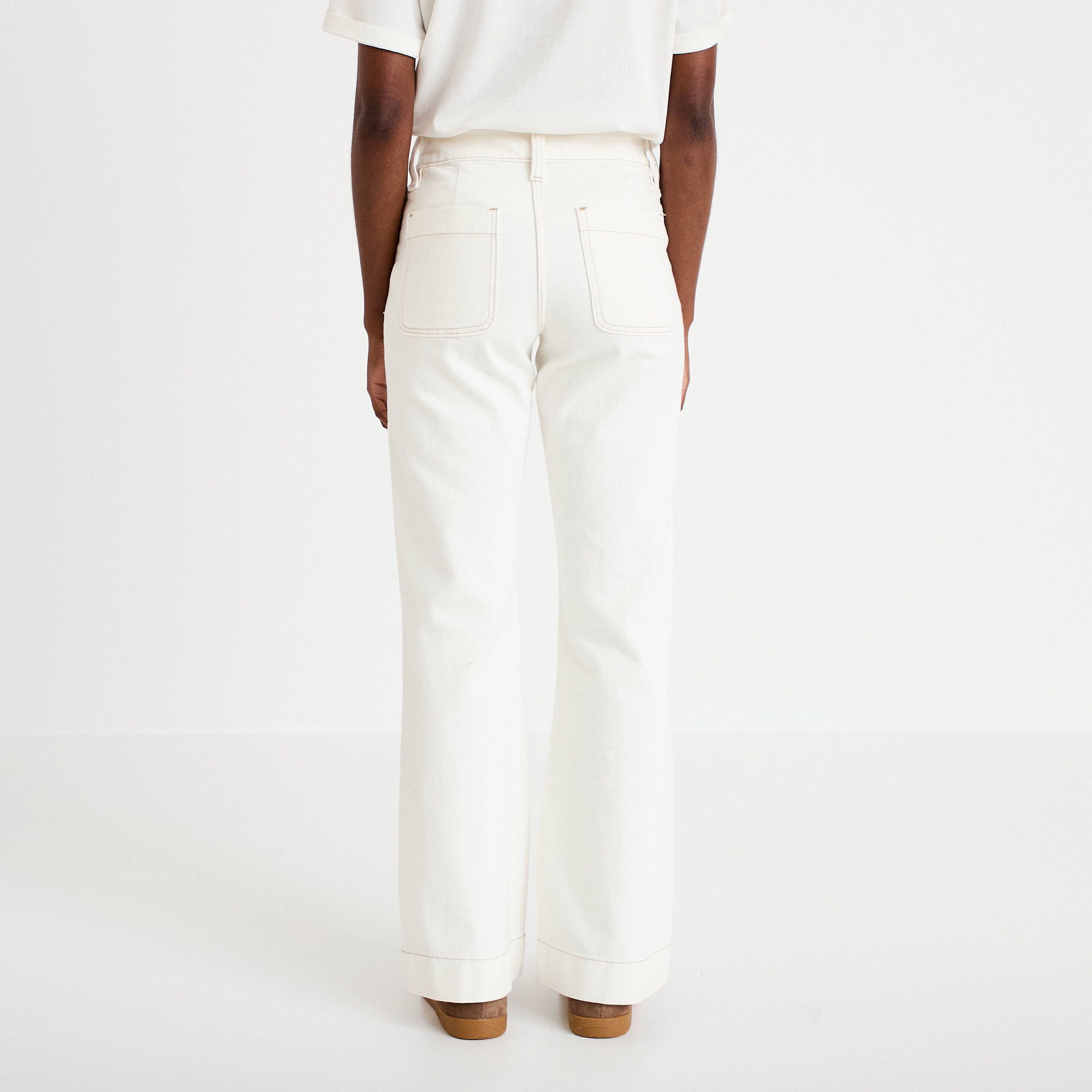 Jean bootcut taille haute denim blanc femme | Cache Cache
