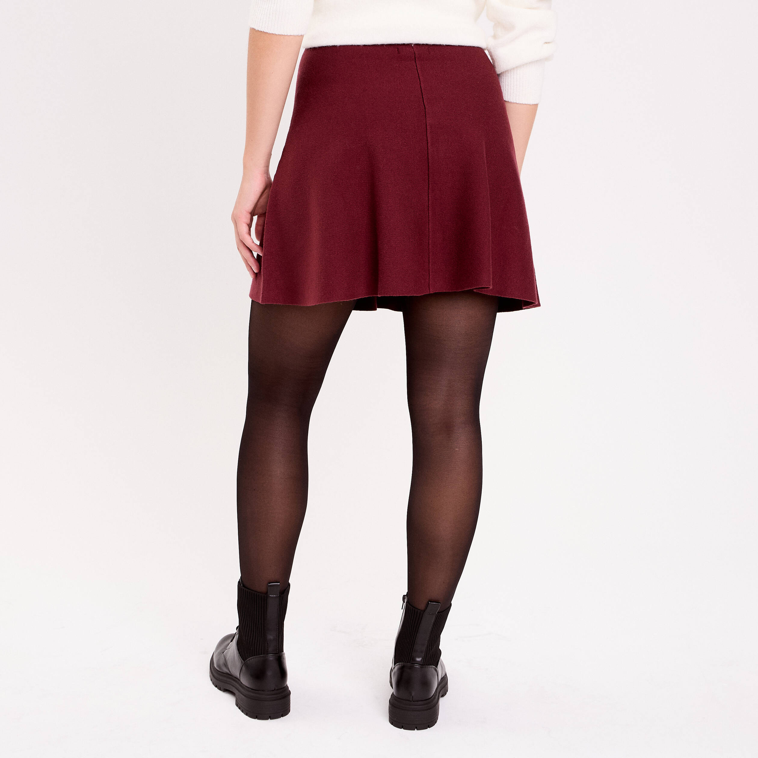 Jupe évasée en maille bordeaux femme | Cache Cache
