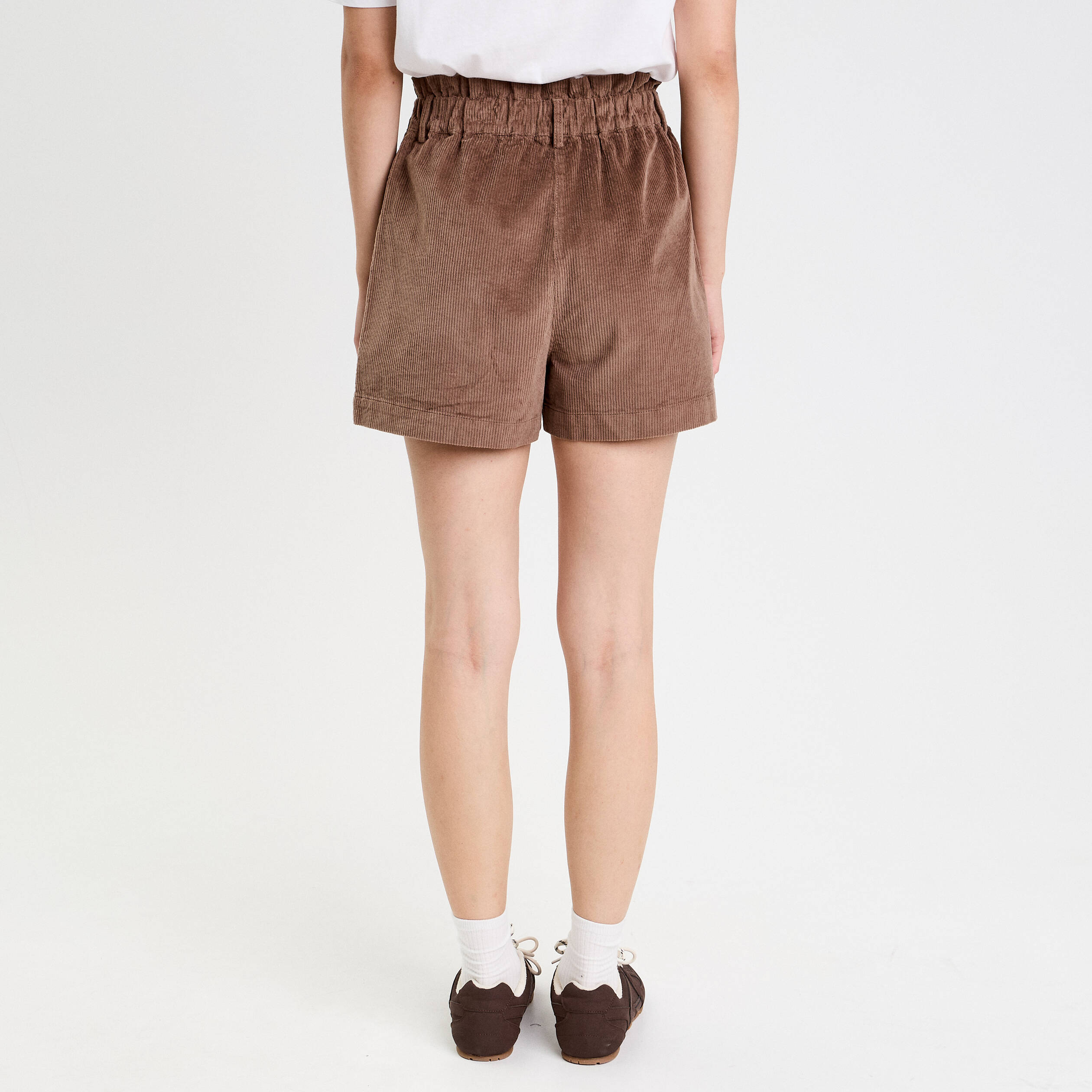 Short taille haute en velours taupe femme | Cache Cache