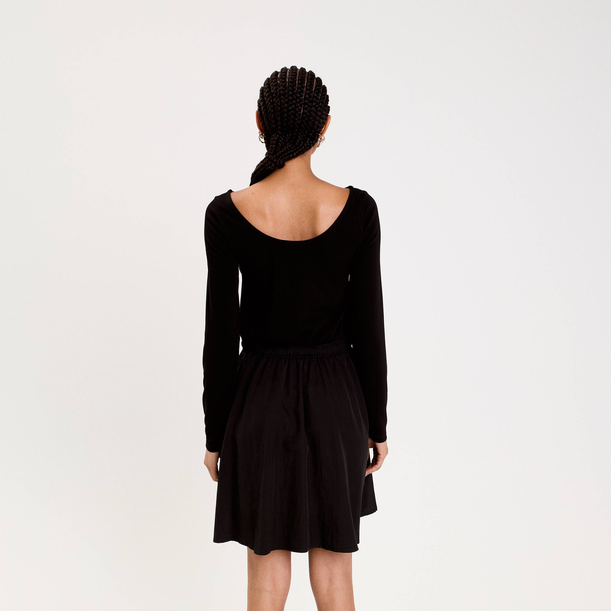 Robe courte droite col bateau noir femme | Cache Cache