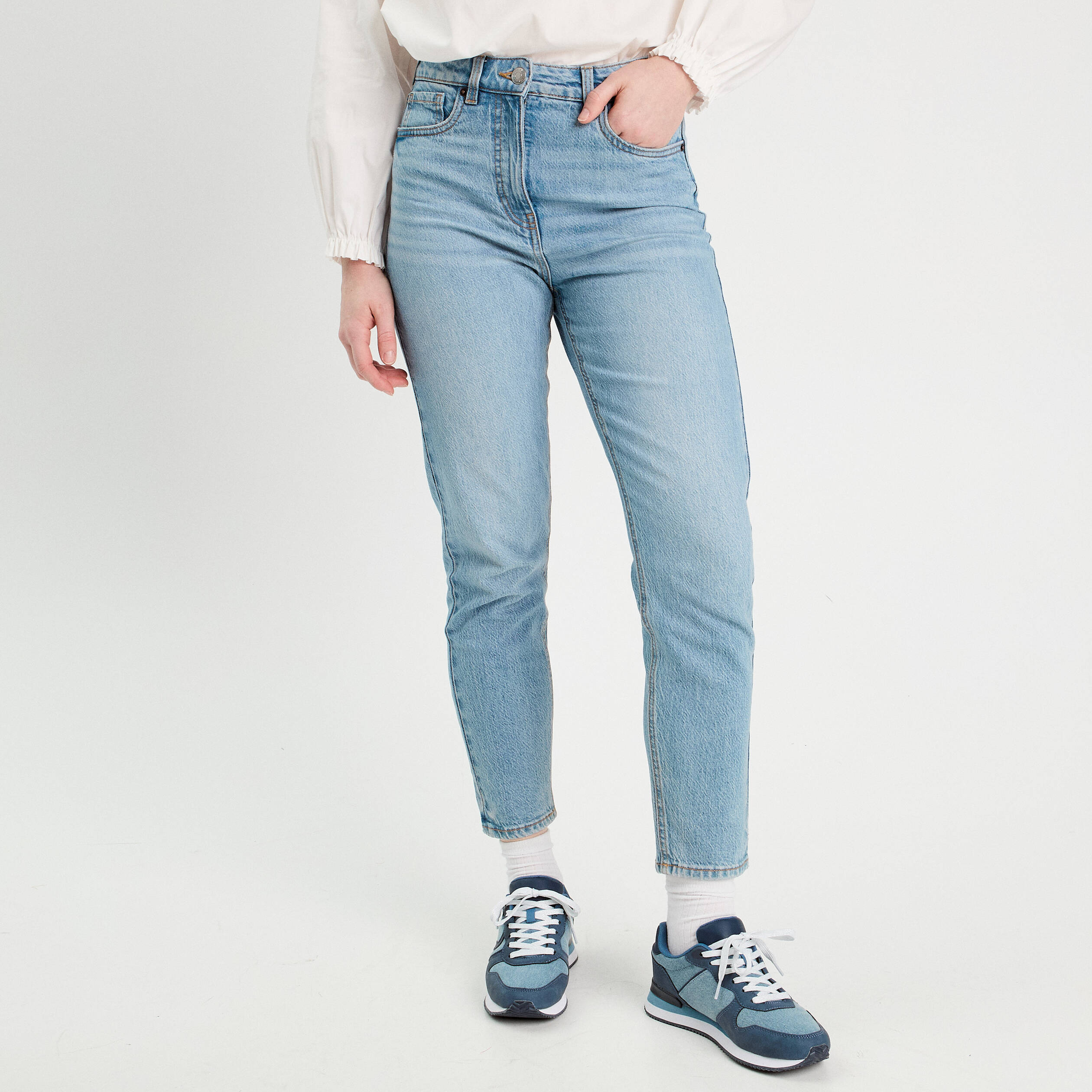 Jeans mom slim stretch denim double stone femme | Cache Cache